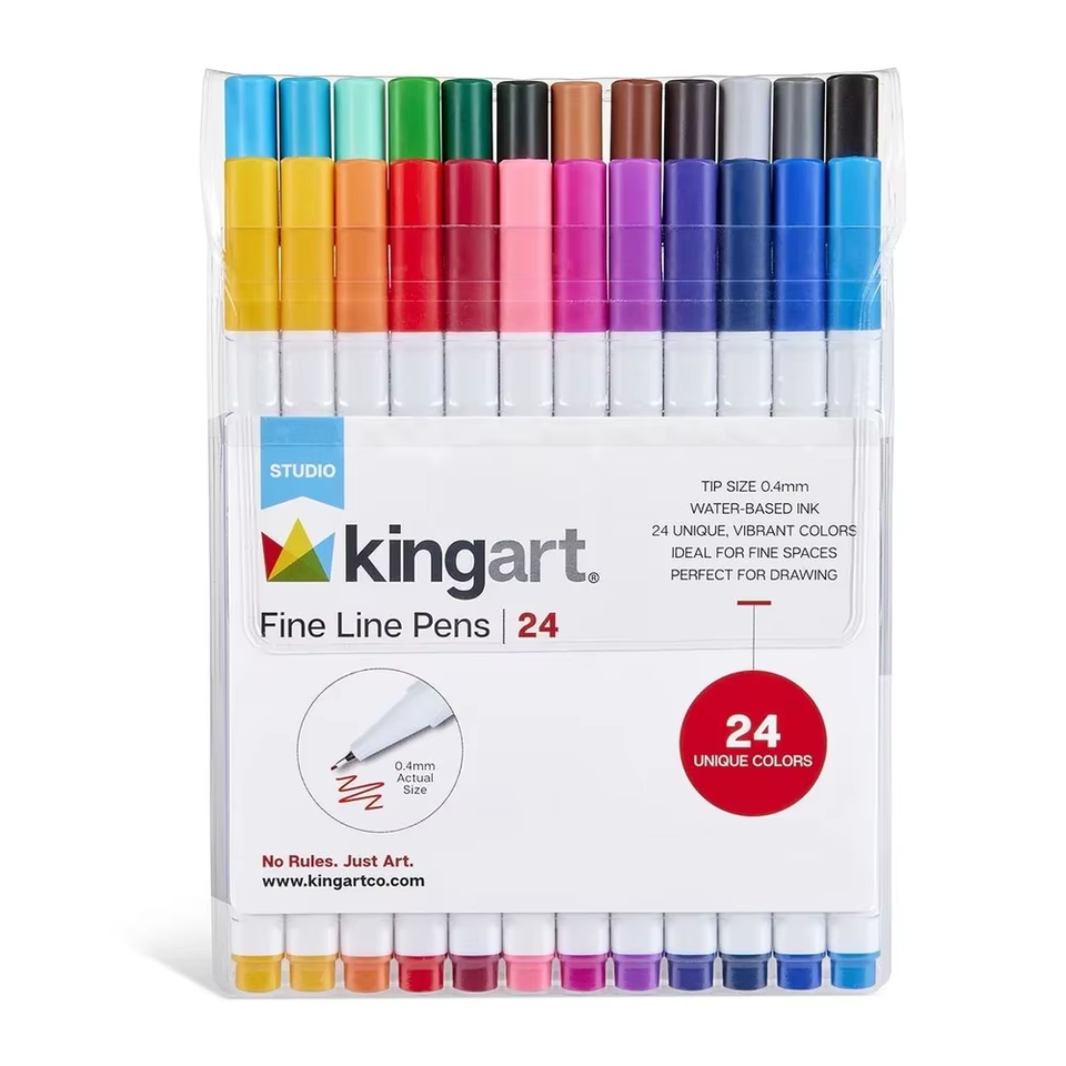 Fineliner 24Pc Drawing Pens 0.4Mm Fine Tip Waterproof Fade-Resistant ...