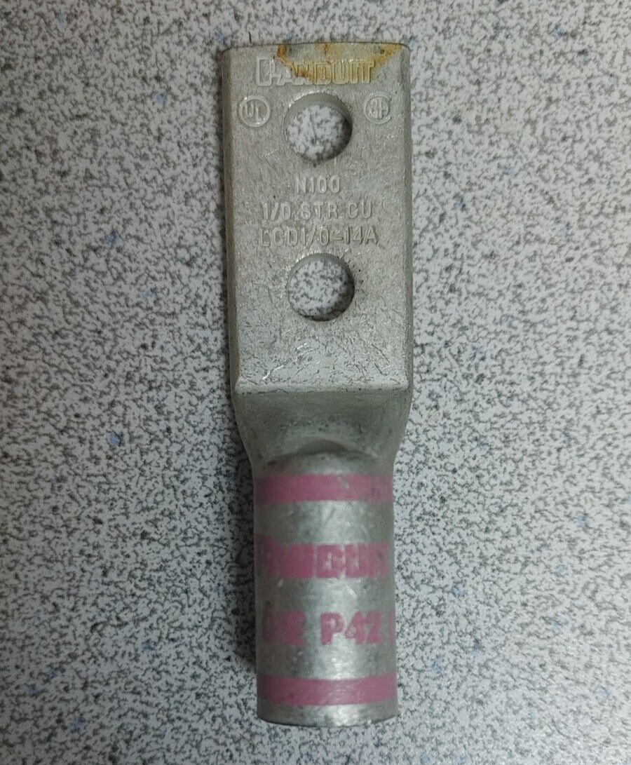 PANDUIT TERMINAL LUGS 2 HOLES 1/0 STR CU LCD1/0-14A PINK DIE P42 (12 ...