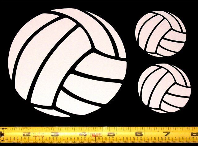 Volleyball - Single Color Solid Set of 3 HQ High Gloss White Vinyl ...