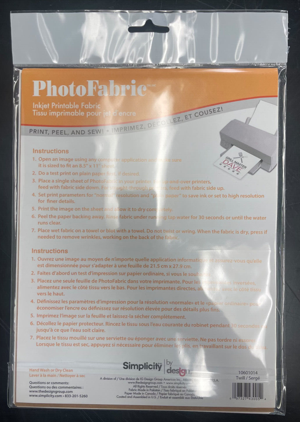 Blumenthal Craft Crafter's Images Inkjet Photo Fabric 100 Cotton Twill ...