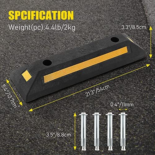 4 Pack Rubber Curb Vehicle Floor Stopper Heavy Duty Black Parking ...