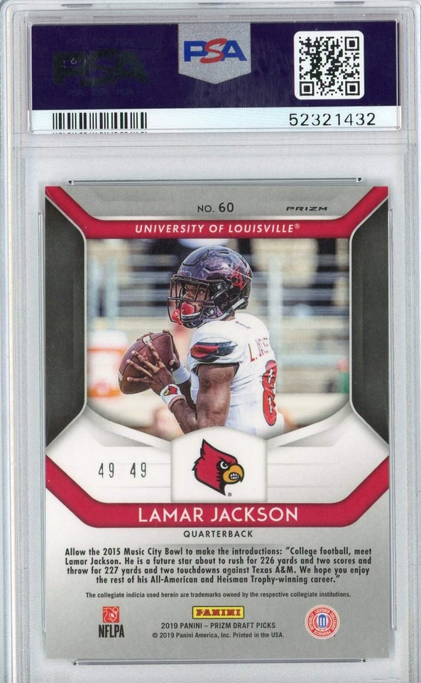 Graded 2019 Panini Prizm DP Lamar Jackson #60 Mojo Prizm RC Football ...