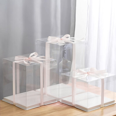 Large Clear PVC Gift Cake Boxes Present Packaging Transparent Box ...