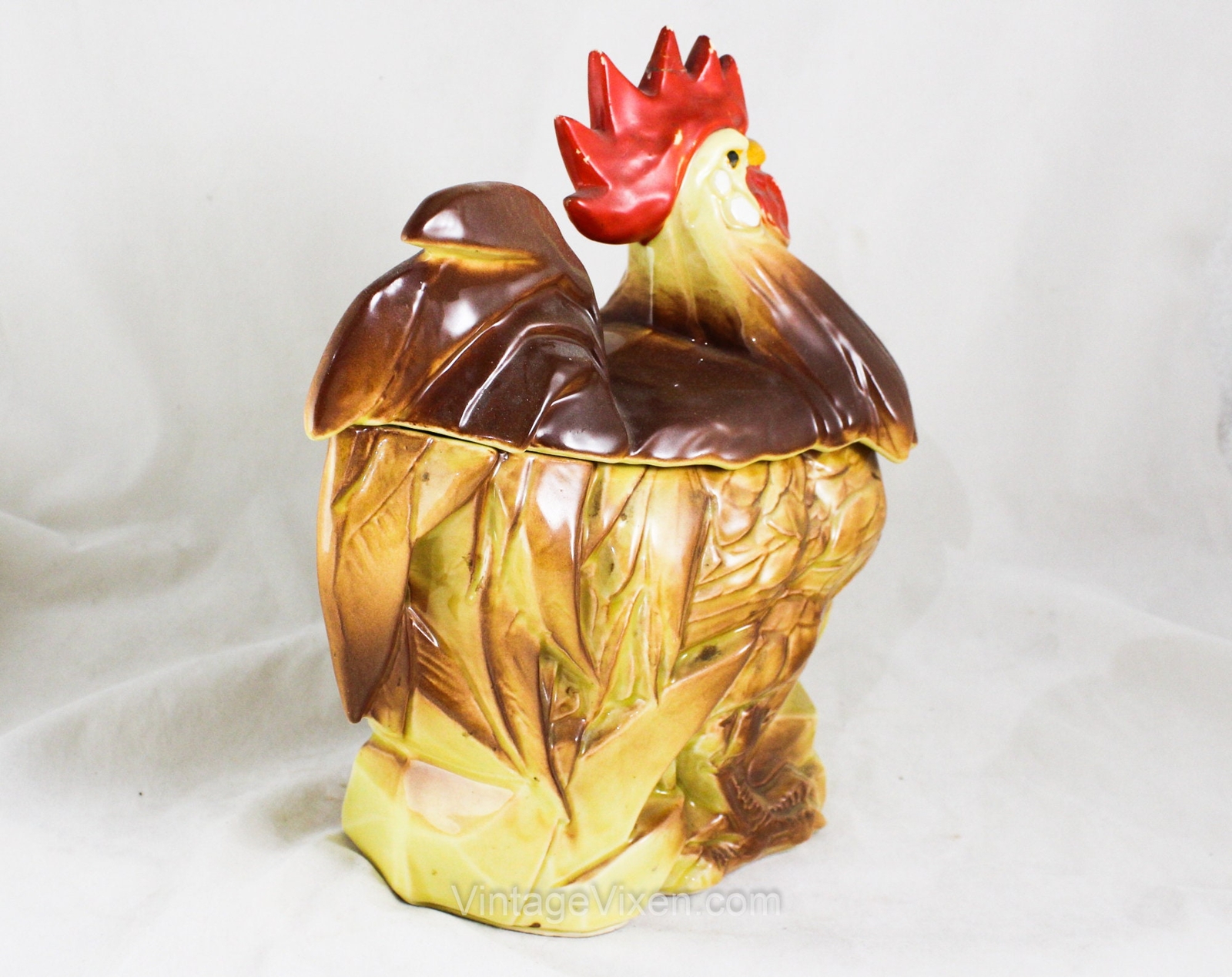 Chicken Cookie Jar - 1940s 50s Rooster Glazed Ceramic McCoy Kitchen ...