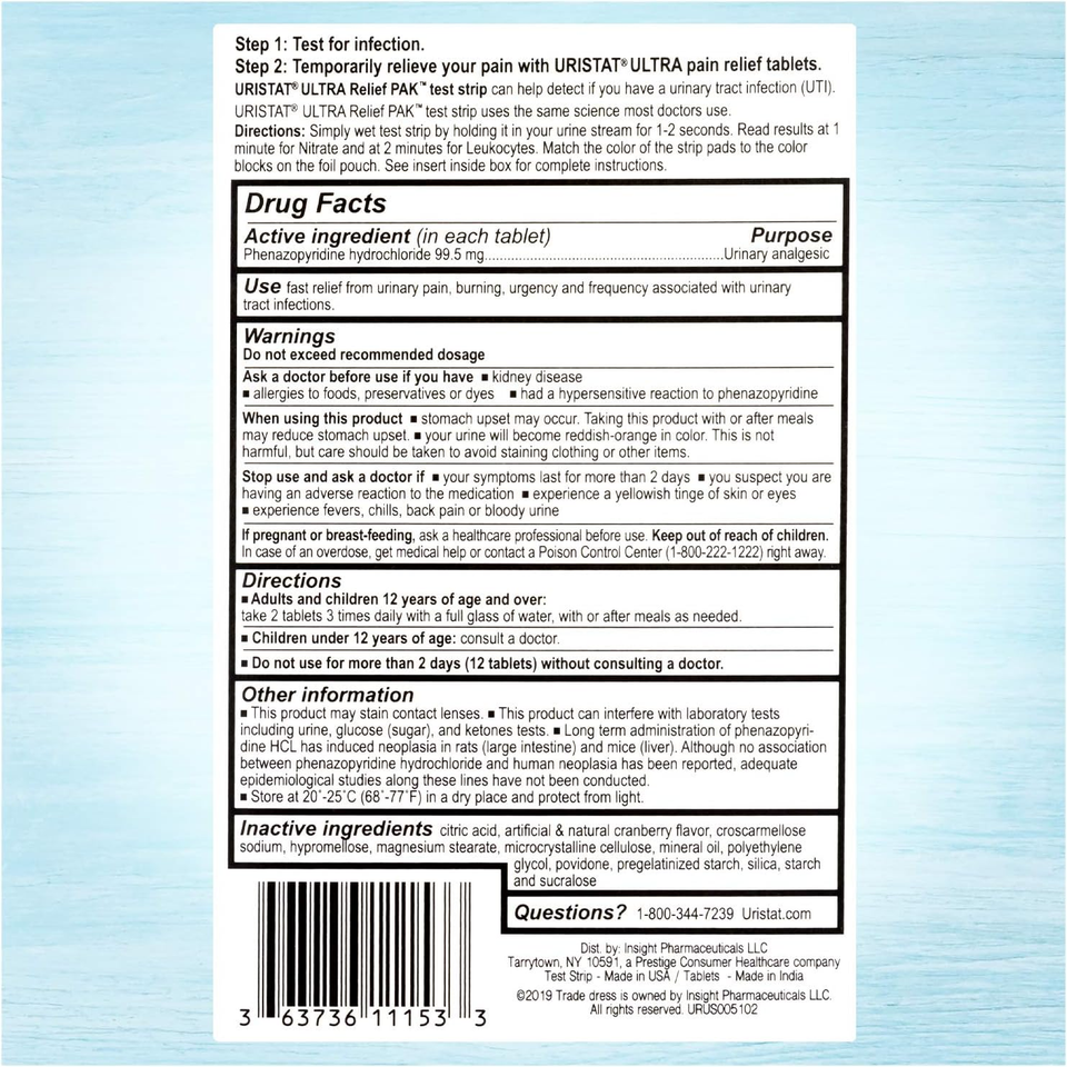 URISTAT Ultra UTI Relief Pak, UTI Treatment for Women and Men, 1 UTI ...