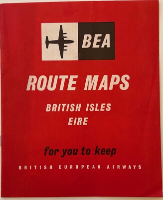 BEA British European Airways Airlines 1957 Route Map - British Isles ...