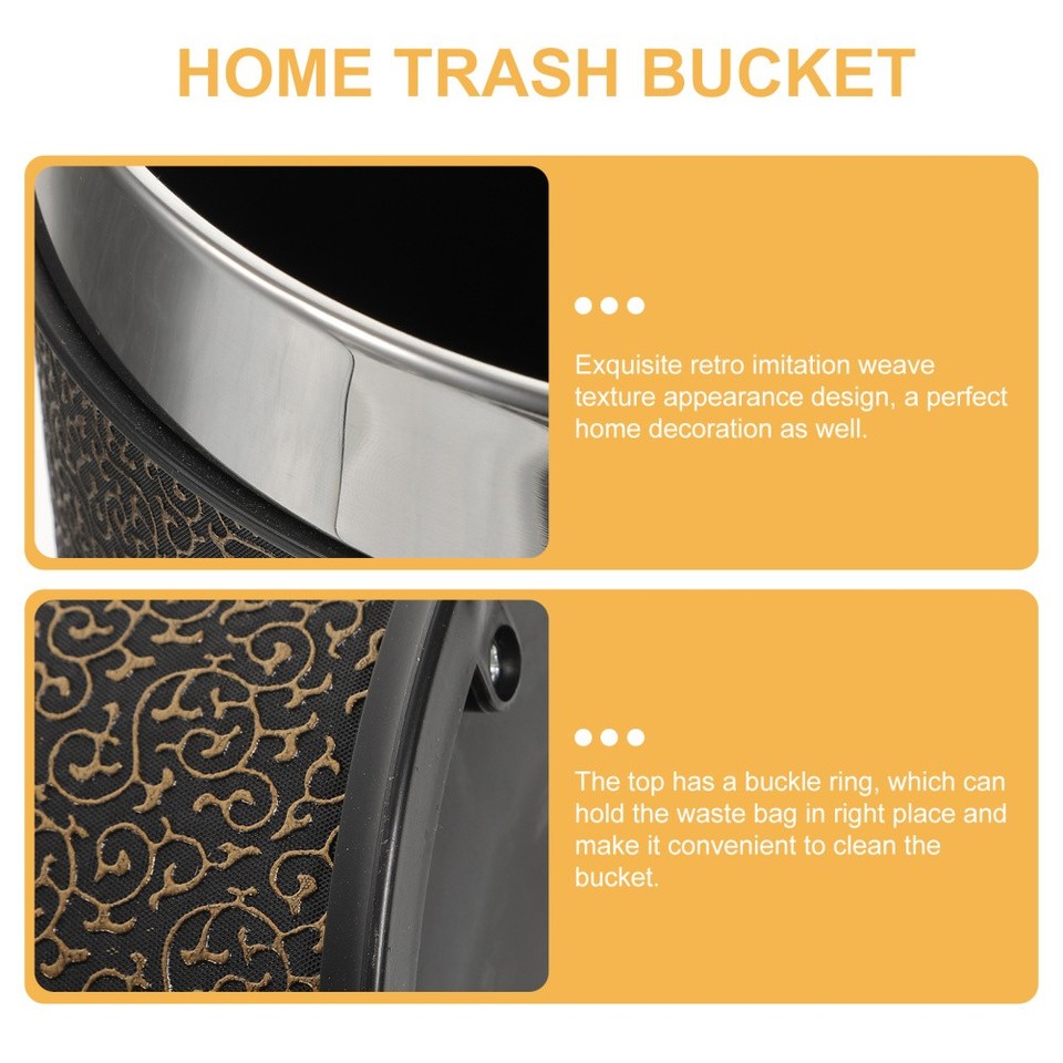 Large-capacity Garbage Can Living Room Trash Can Retro Waste Bucket ...
