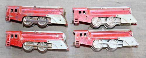 4 Hafner Prewar O Gauge Windup 1010 Red Steam Locomotive Type IV RUNS ...