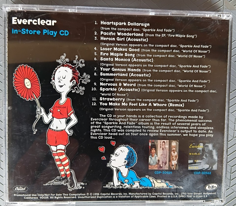 EVERCLEAR - IN- STORE PLAY CD SAMPLER - RARE OFFICIAL PROMO -CAPITOL ...