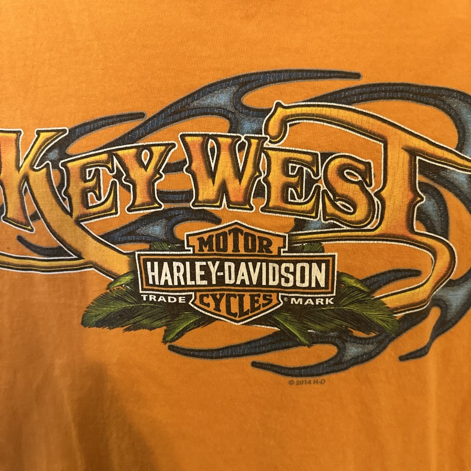 Vintage Harley Davidson Key West Pinup Girl Mens Large T-shirt Orange L ...