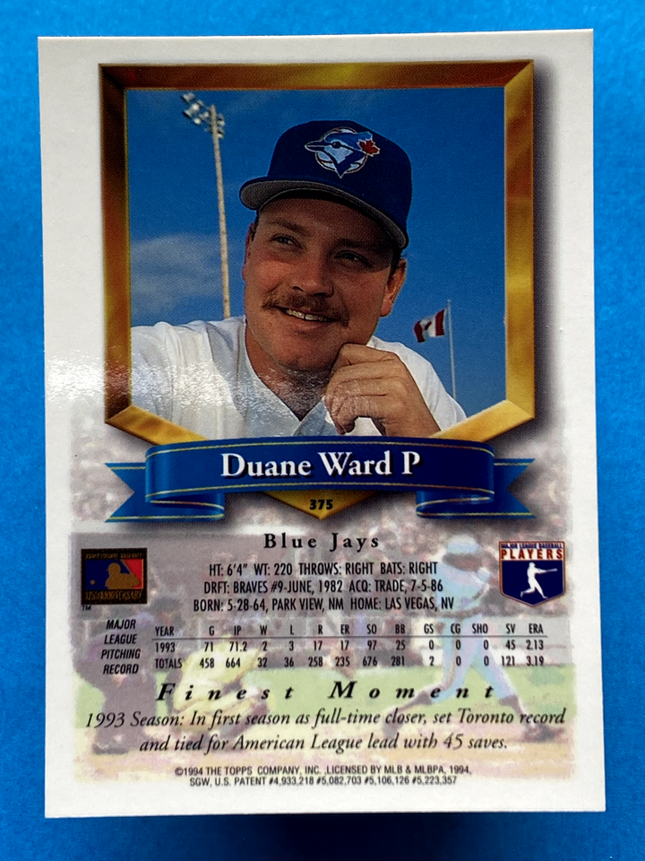 1994 Topps Finest Duane Ward #375 | eBay