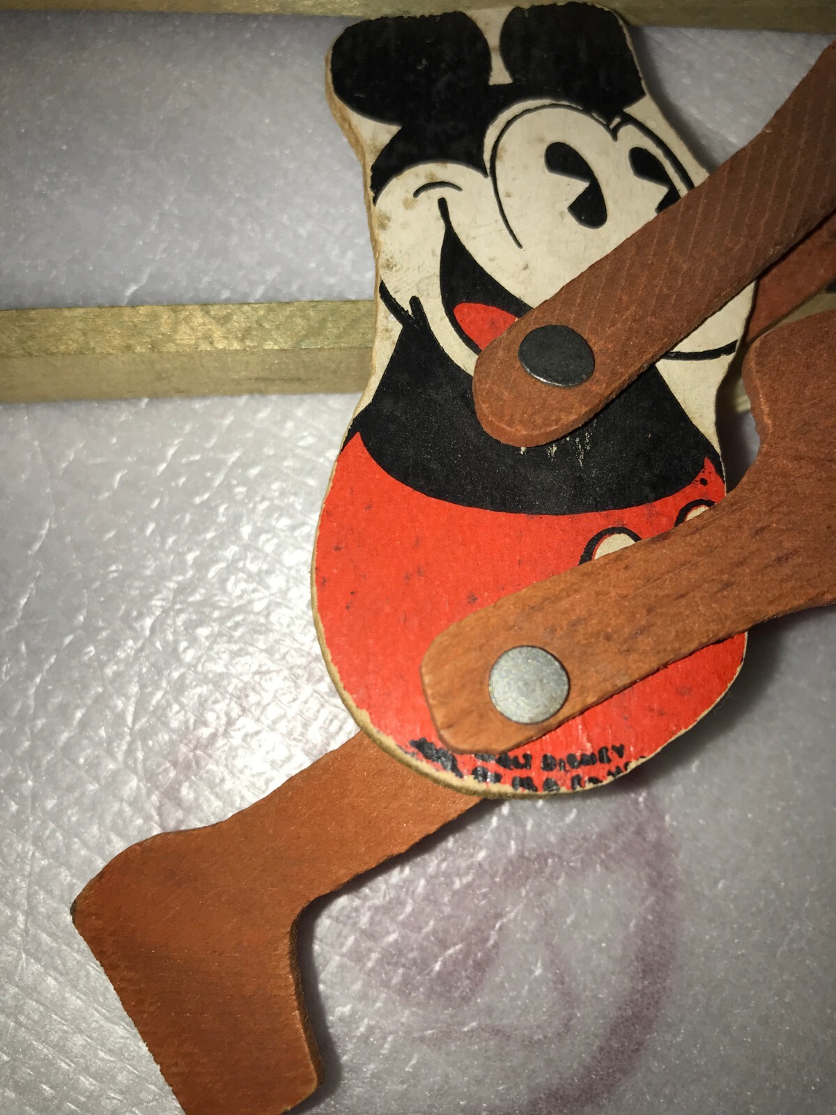 VINTAGE MARX MICKEY MOUSE WOODEN TRAPEZE TOY - Operates by squeezing ...