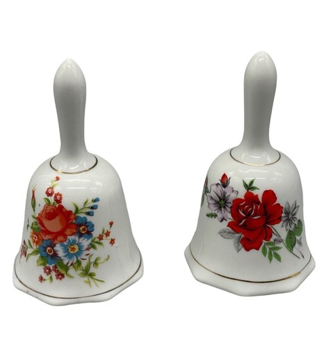 collector ceramic bells set of 2 white gold bands base of handle and ...