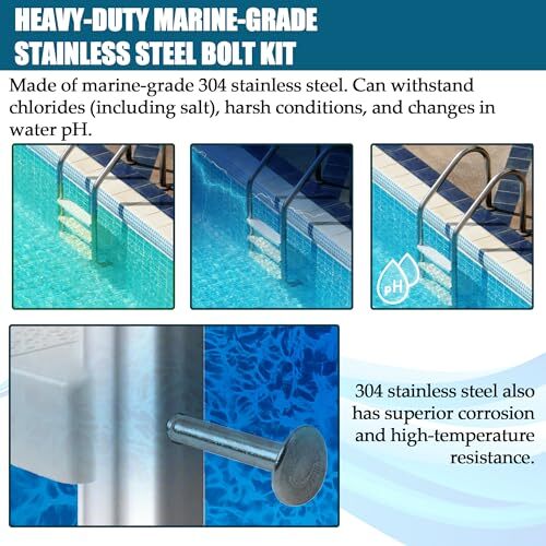 (6-Pack, 5/16"x2 53/64") Swimming Pool Ladder Bolts and Nuts Stainless ...