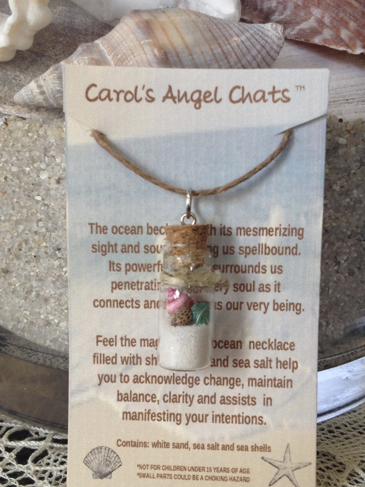 Sea Shell Bottled BEACH AMULET PENDANT by Moonlit Cottage Carol's Angel ...