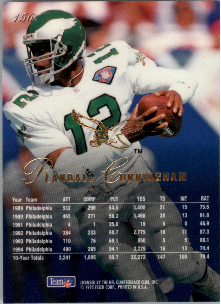 1995 Flair #156 Randall Cunningham Philadelphia Eagles UNLV Rebels ...