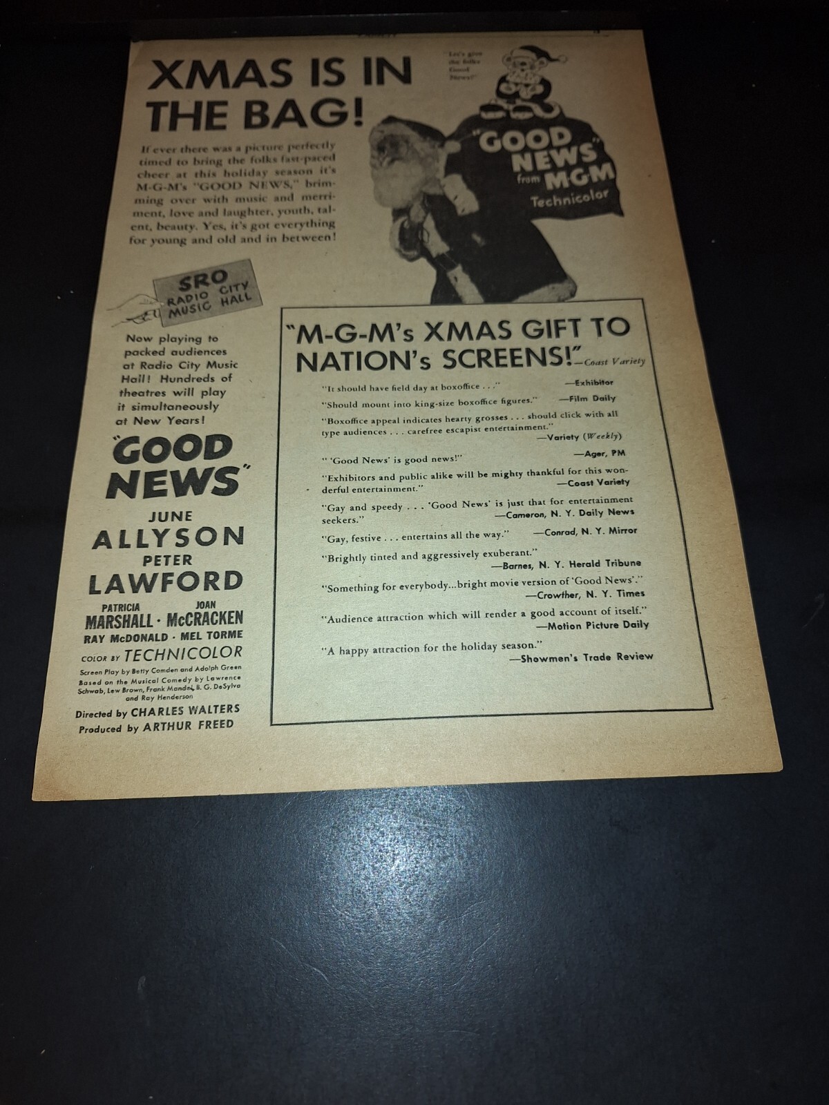 Good News Peter Lawford Rare Original 1947 MGM Promo Poster Ad Framed ...