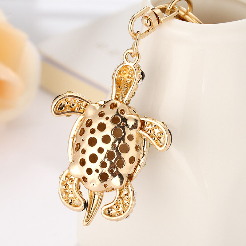 Cute Turtle Color Crystal CZ Pendant Keychain Women's Handbag Key Ring ...