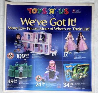 2002 Toys R Us Holiday Flyer GameCube Xbox Barbie Castle Grayskull TRU ...