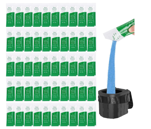 50-Pack Portable Toilet Absorbent Gel Powder for Camping & Emergencies ...