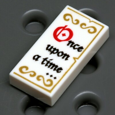 NEW LEGO - Tiles - Decorated - 1x2 'Once upon a time..' White x1 ...