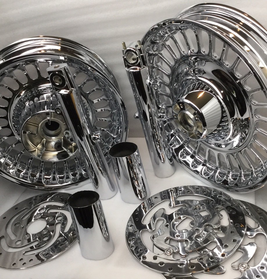 HARLEY 2009 -19 TOURING KNUCKLE 28 SPOKE CHROME WHEELS RIMS BEARING ...