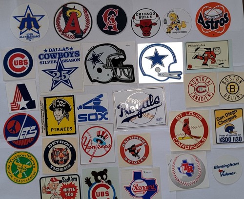 1970s - 1980s Vinatge MLB, NHL, & NFL Sticker Decals - Lot Of 29 ...