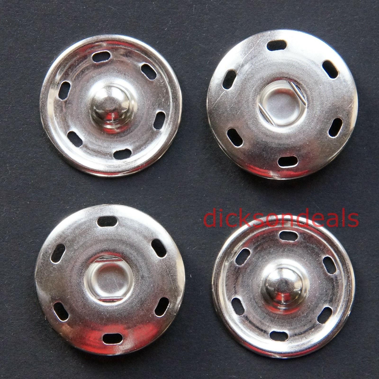 25mm Large Metal Snap Fasteners Poppers Press Studs Silver, Old Gold or ...