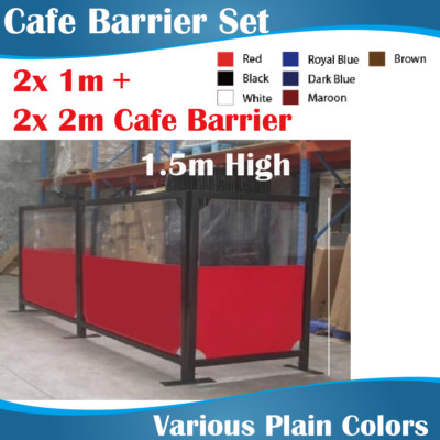 1.5m High Cafe Barrier Set 2x2m+2x1m Coffee Barriers with plain color ...