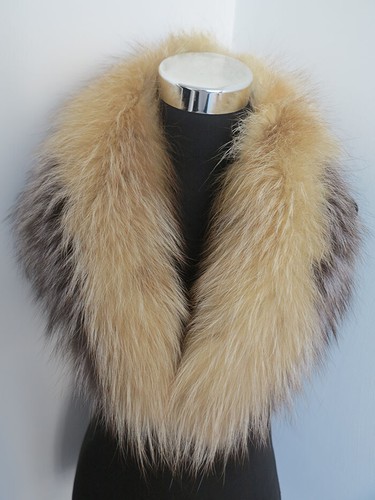 Raised Real fox fur collar/ neck wrap/scarf/jacket collar brown collar ...