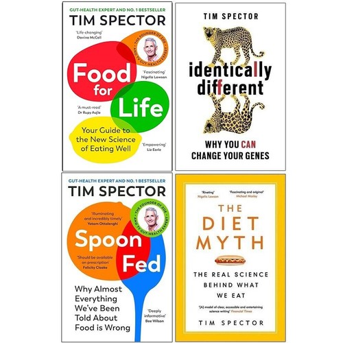 Tim Spector 4 Books Set Food for Life, Identically Different,Spoon-Fed ...
