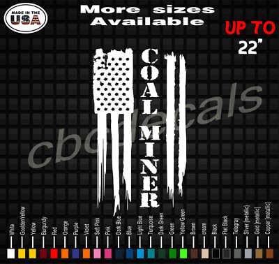 Coal Miner American Flag Vinyl Decal Sticker | Coal Miner Decals ...