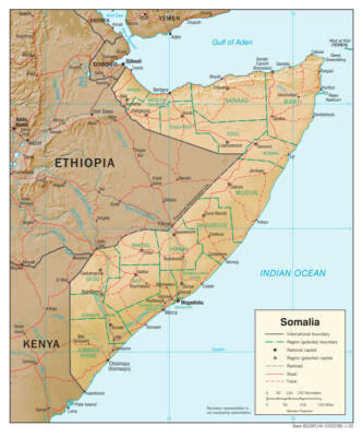 Somalia Physical Geography Physiographic Map Country Nation Poster ...
