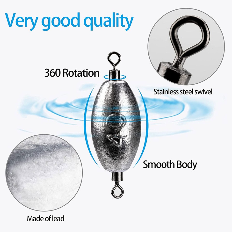 20PCS Fishing Weights Inline Weights Trolling Sinkers Swivel Weights ...