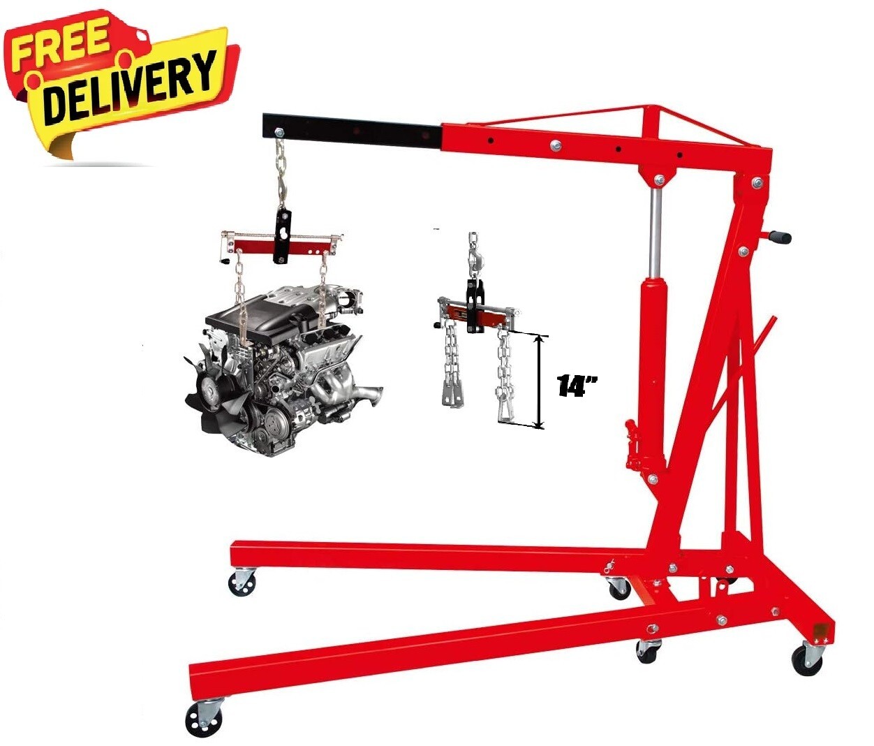 Heavy Duty Engine Hoist Leveler Cherry Picker Shop Crane Load Lift Tool ...