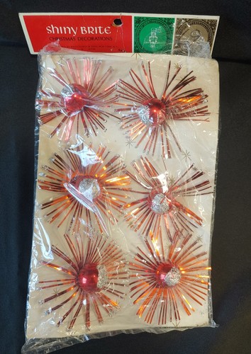Vtg Shiny Brite Starburst Atomic Tinsel Glass Bead Xmas Package Ties ...
