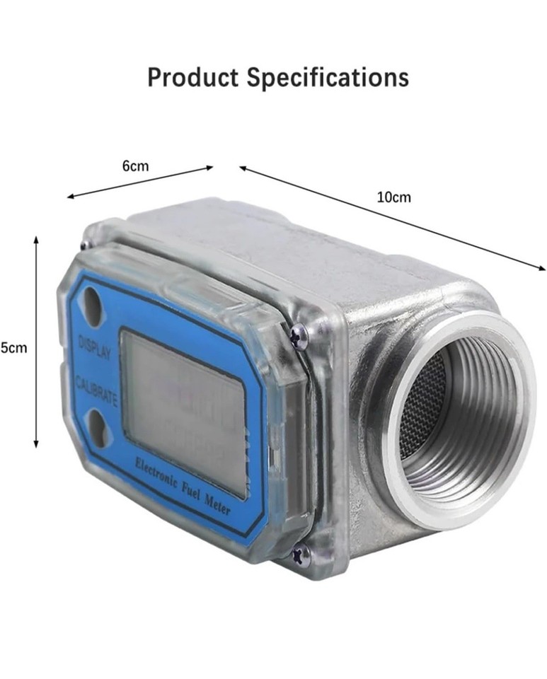 1" Digital Turbine Flow Meter, LCD Digital Display Flowmeter, Gas Oil ...