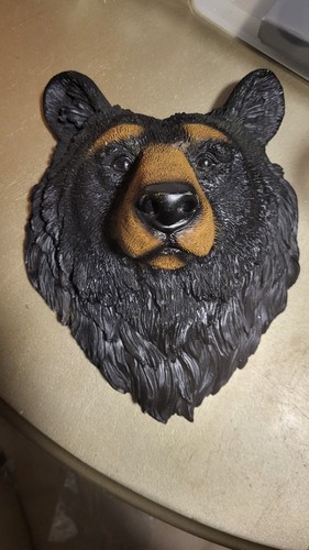RESIN WALL MOUNT HANGABLE 3D FACE HEAD GRIZZLY BEAR SCULPTURE DECOR. 1X ...