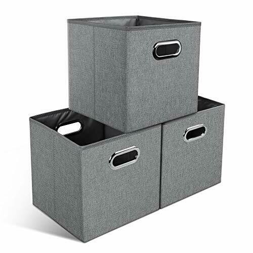 Foldable Fabric Storage Bins Cube Set of 3 Cubby Cubes with Handles ...