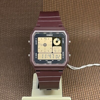 Casio POP LF-20W-5A Maroon Digital Style Analog Bio Resin Retro Style ...