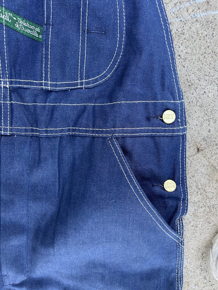 New Key Imperial Bib Overalls Sz 36x30 Blue Denim Heavyweight Workwear ...