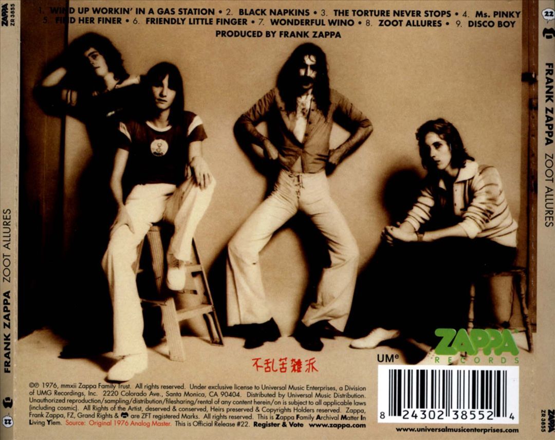 FRANK ZAPPA - ZOOT ALLURES NEW CD 824302385524| eBay