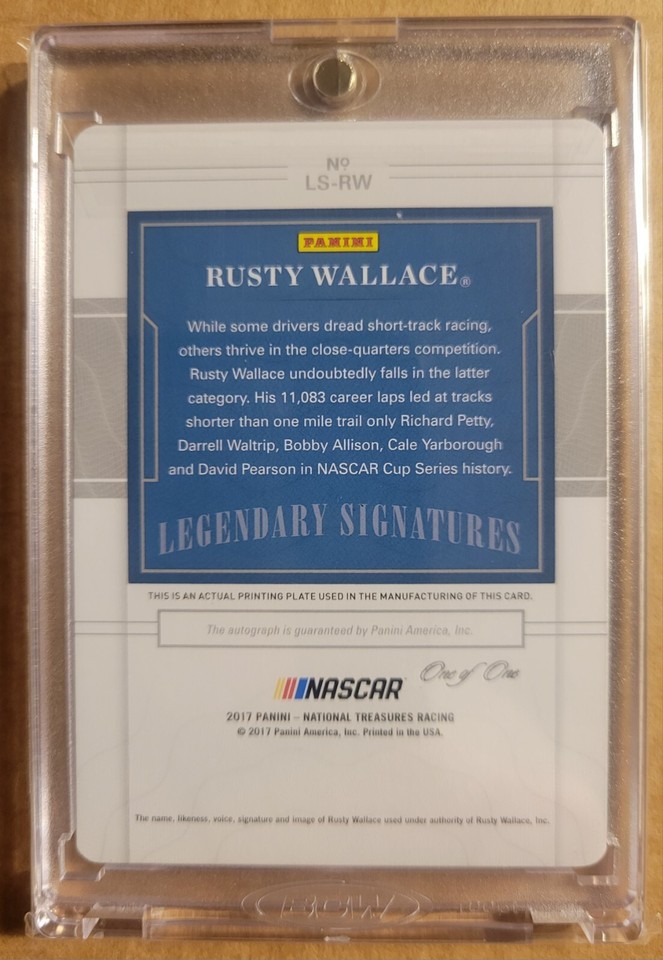 2017 National Treasures Rusty Wallace Autograph 1/1 Legendary Signature ...