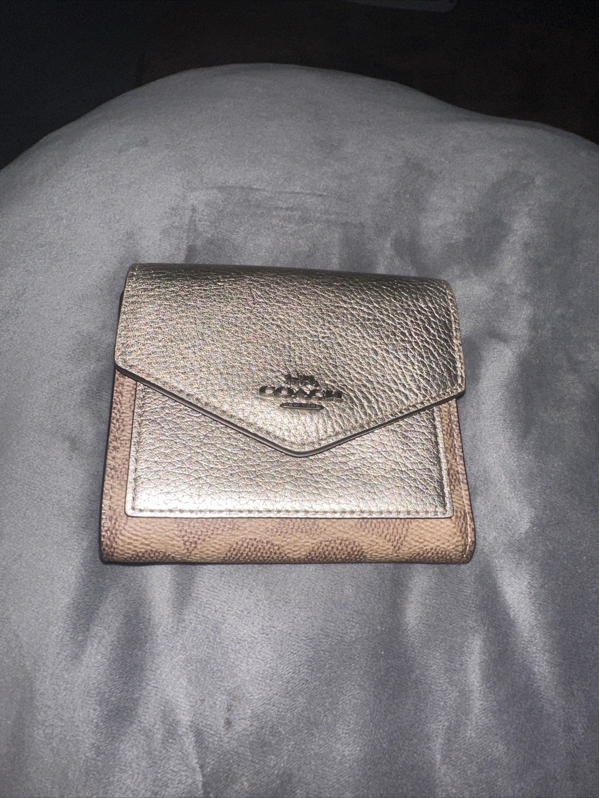 Coach Small Trifold Wallet In Signature Canvas Monogr… - Gem