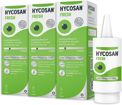 Hycosan Fresh Preservative Free Eye Drops Soothing Relief 7.5ml (Pack ...