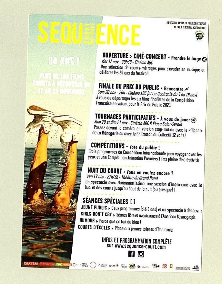 SEQUENCE COURT METRAGE flyer publicitaire 30eme FESTIVAL INTERNATIONAL ...