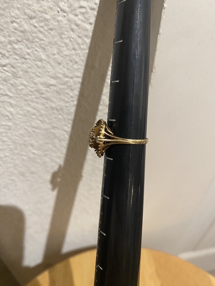 14K YELLOW GOLD & DIAMOND VINTAGE RING HALLMARK W 585 4.36 GRAMS UNIQUE ...