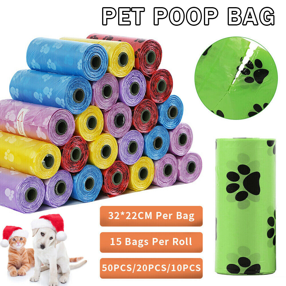 10-50 ROLLS PET BIODEGRADABLE DOG POO BAGS POOP WASTE BAGS ROLL ECO ...