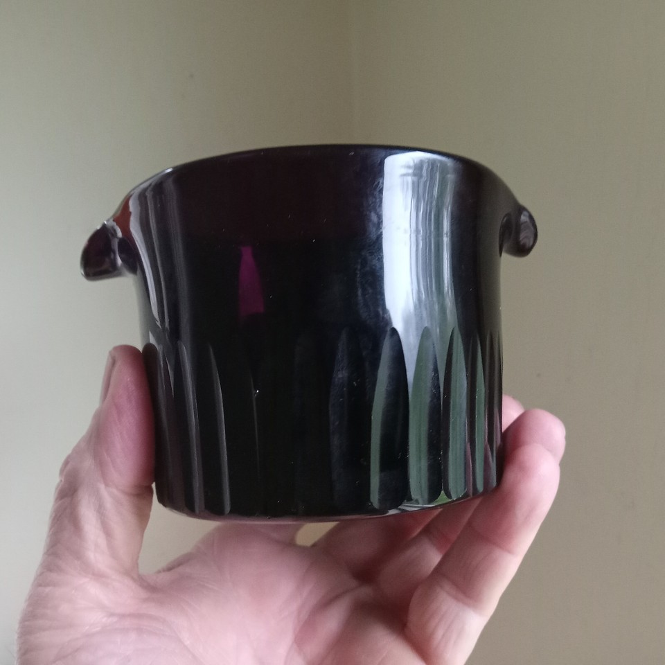 1850s EARLY FREE BLOWN DEEP AMETHYST GLASS WINE RINSER GROUND PONTIL ...