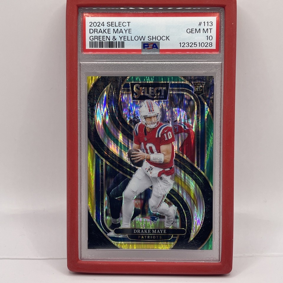2024 Panini Select - Premier Level Drake Maye #113 Green & Yellow Shock ...